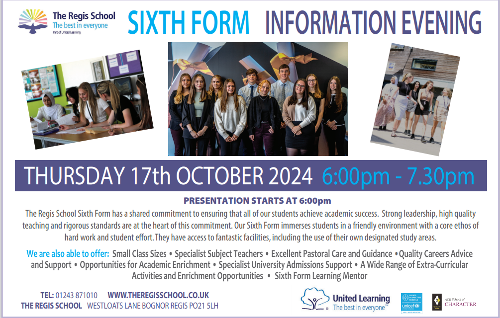 The Regis School > News and Events > Upcoming Events 2024/25