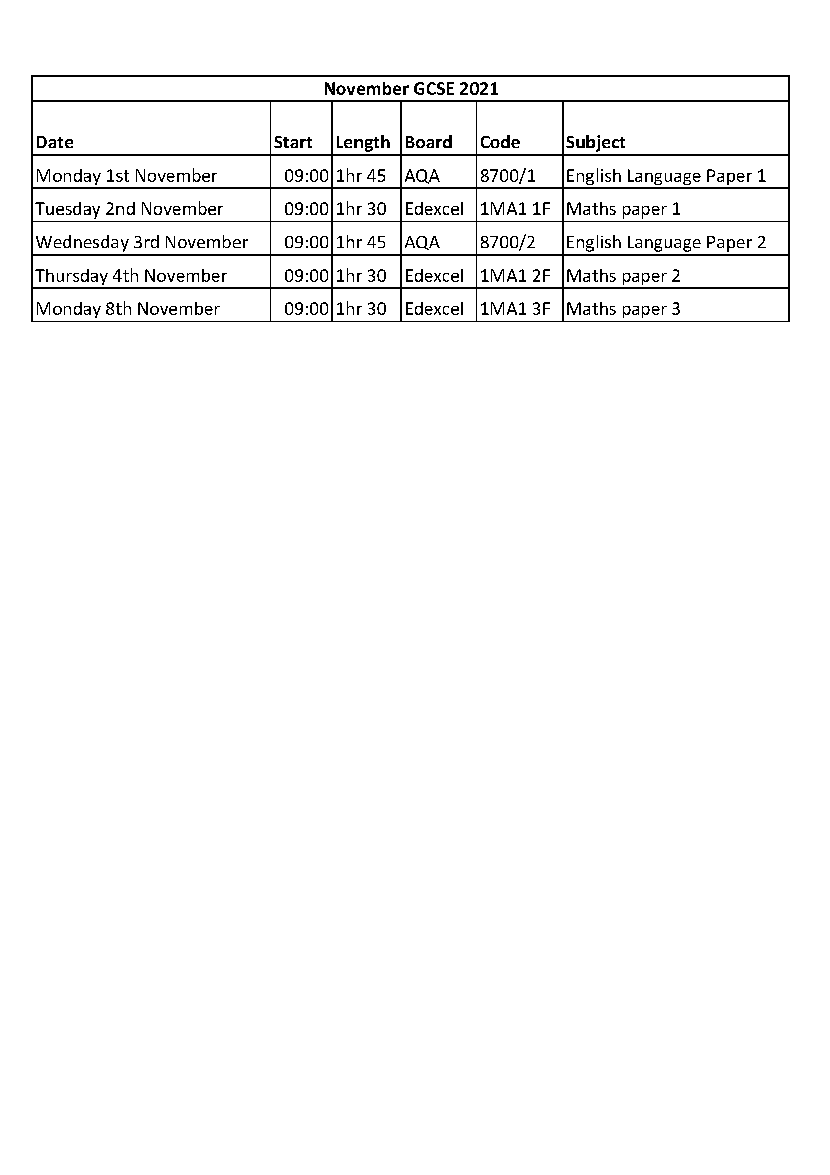The Regis School > School Life > Examinations > Exam Timetable > GCSE ...