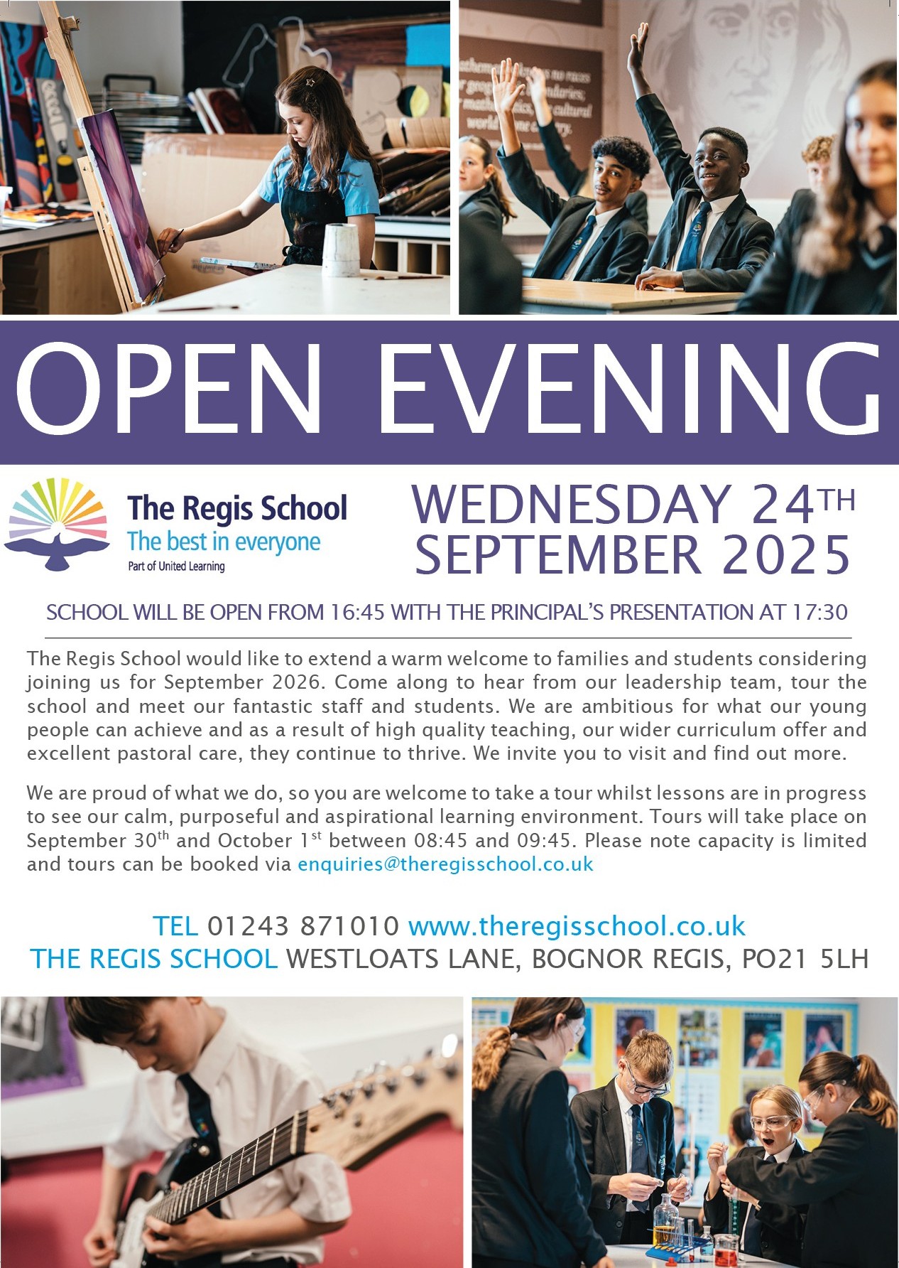 The Regis School > About us > About us > Admissions > Open Evening